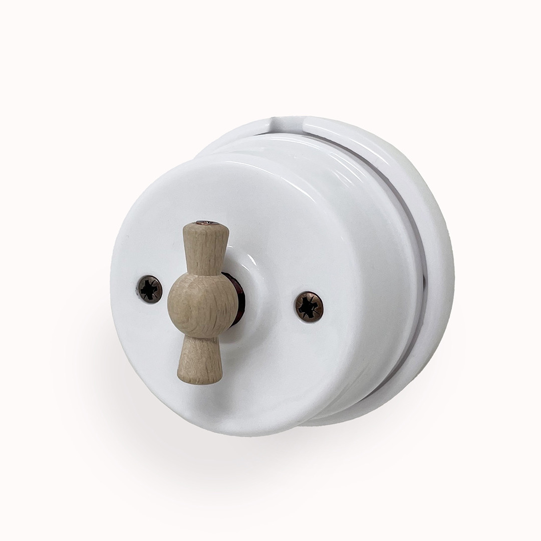 White Porcelain 2 Way Switch With a Vintage Wood Keyhole - vintage ...
