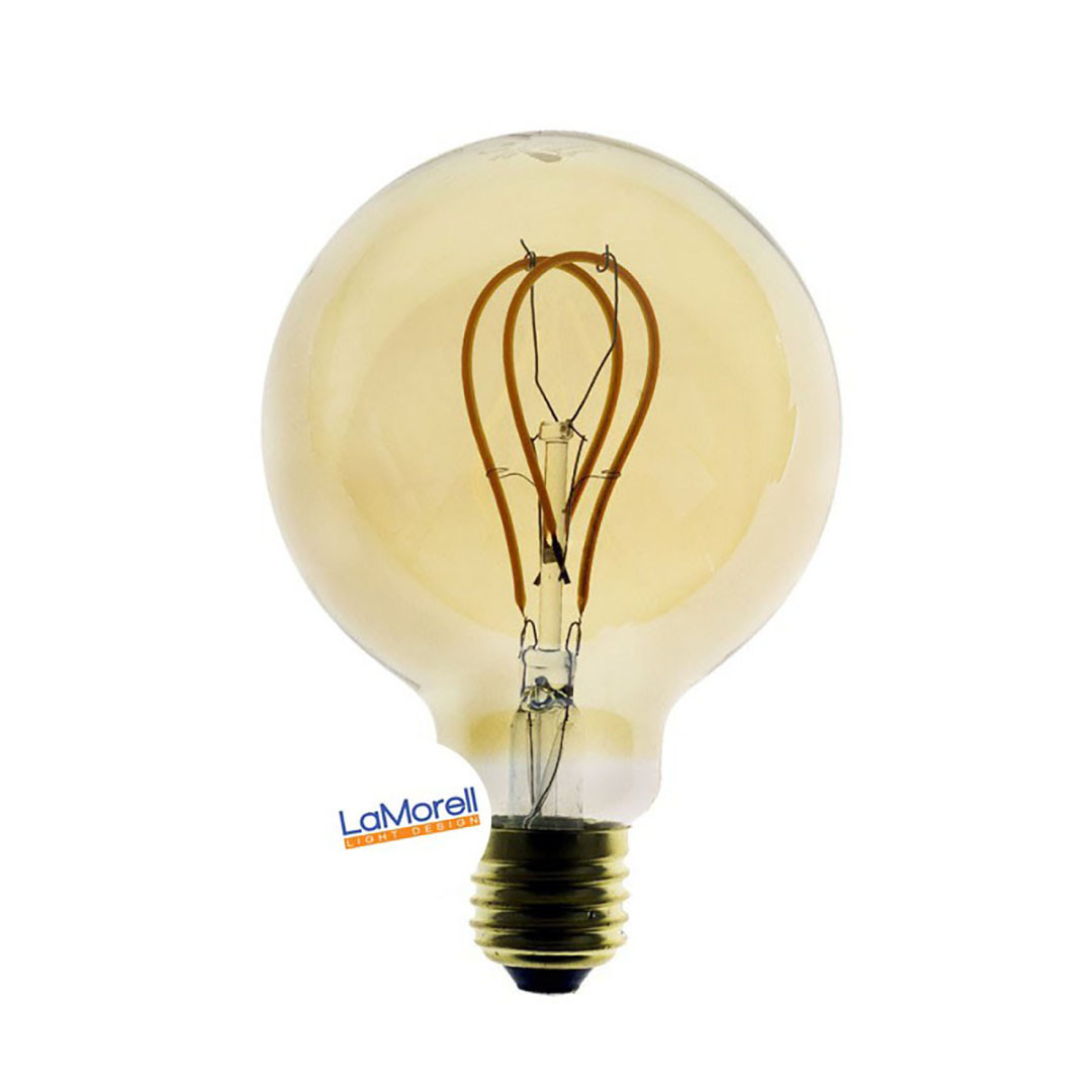 LED Golden Light Bulb - Globe G95 Curved Double Loop Filament - 5W E27 ...