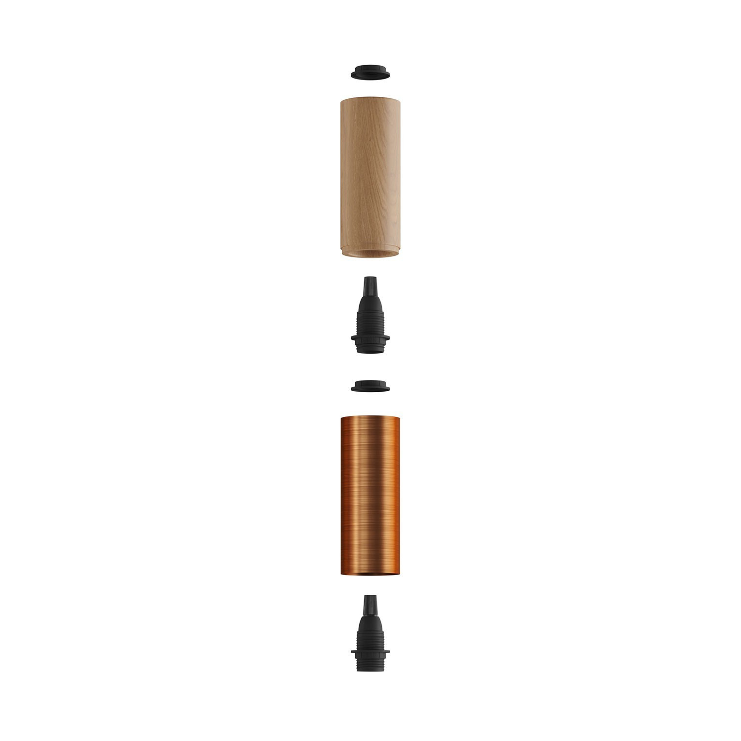 Tubo In Legno/Metallo Per Faretto Con Portalampada E14 Doppia Ghiera ...