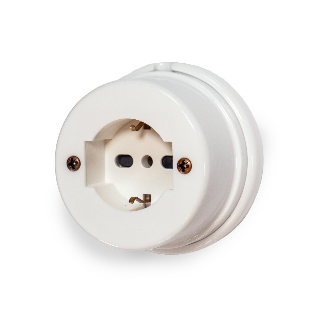 Porcelain 2 Pin Schuko Wall Socket ø90mm - vintage style visible ...